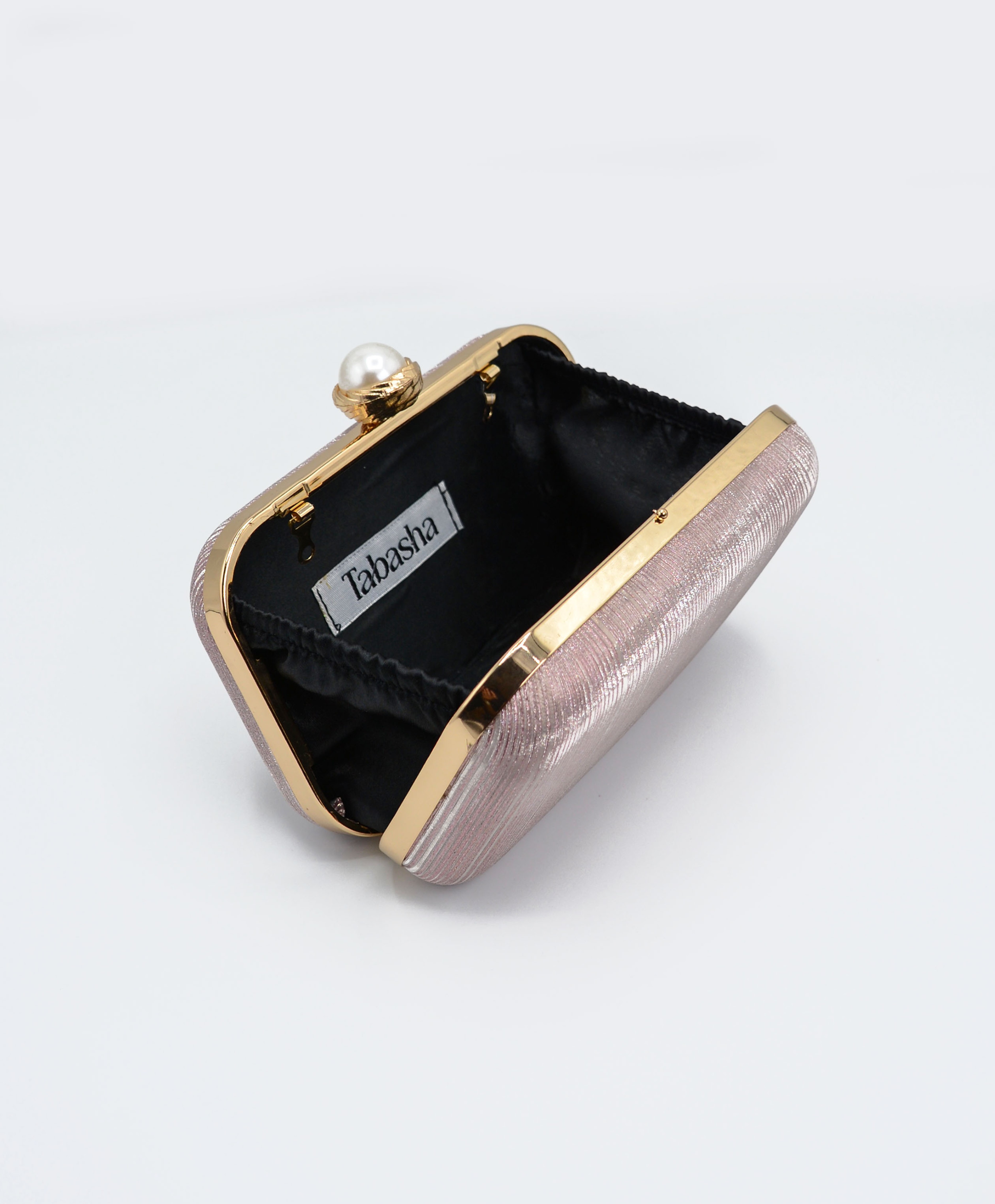 Ella Blush Shimmer Clutch with Pearl Clasp – Tabasha.pk