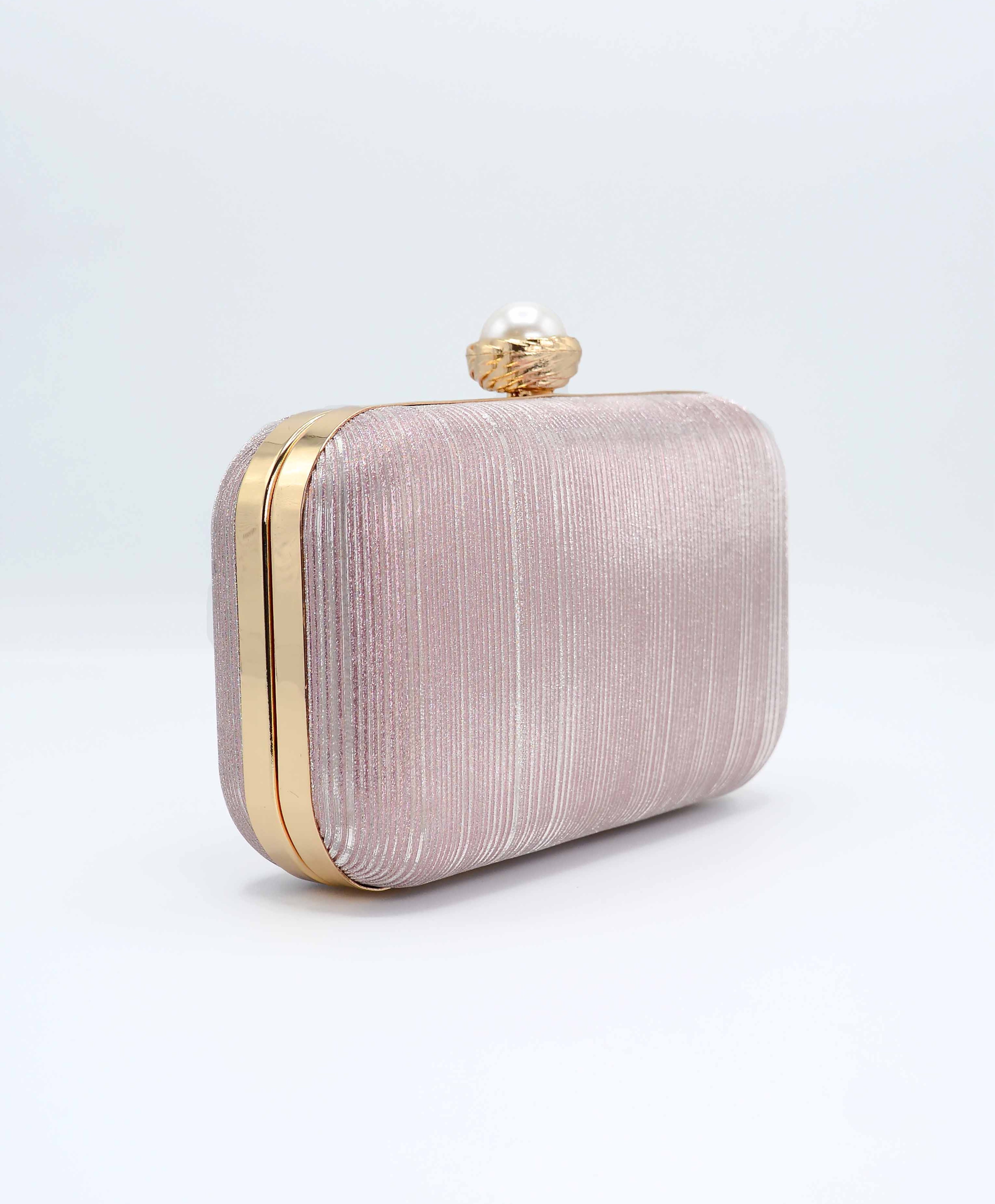 Ella Blush Shimmer Clutch with Pearl Clasp – Tabasha.pk