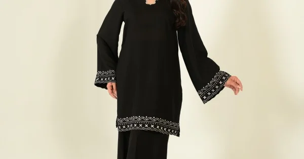 Zohra Ready to Wear Black Irish Lawn 2-Piece | Tabasha.pk